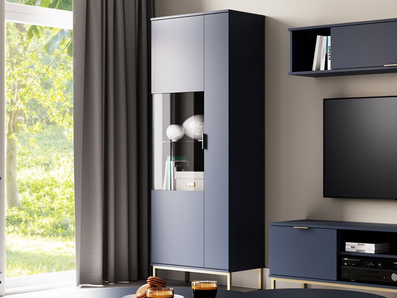 Mirjan24 Vitrine Pula Wit 70 Mit 2 Türen Untergestell Aus Metall Led