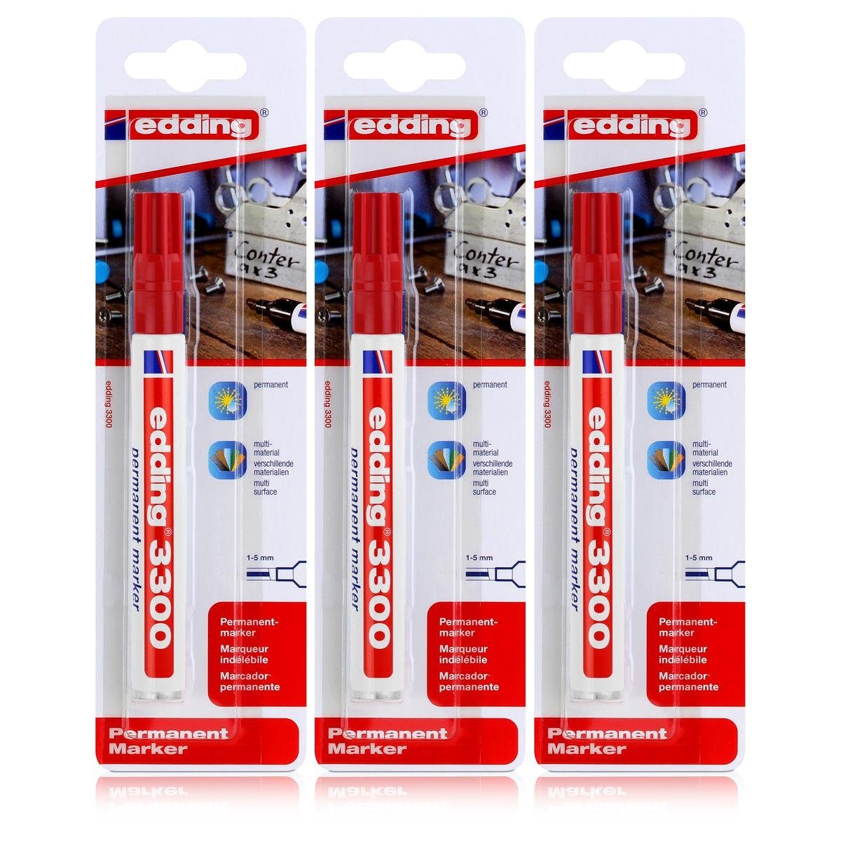 edding Permanentmarker edding 3300 Permanent Marker rot Spitze 1-5mm ...