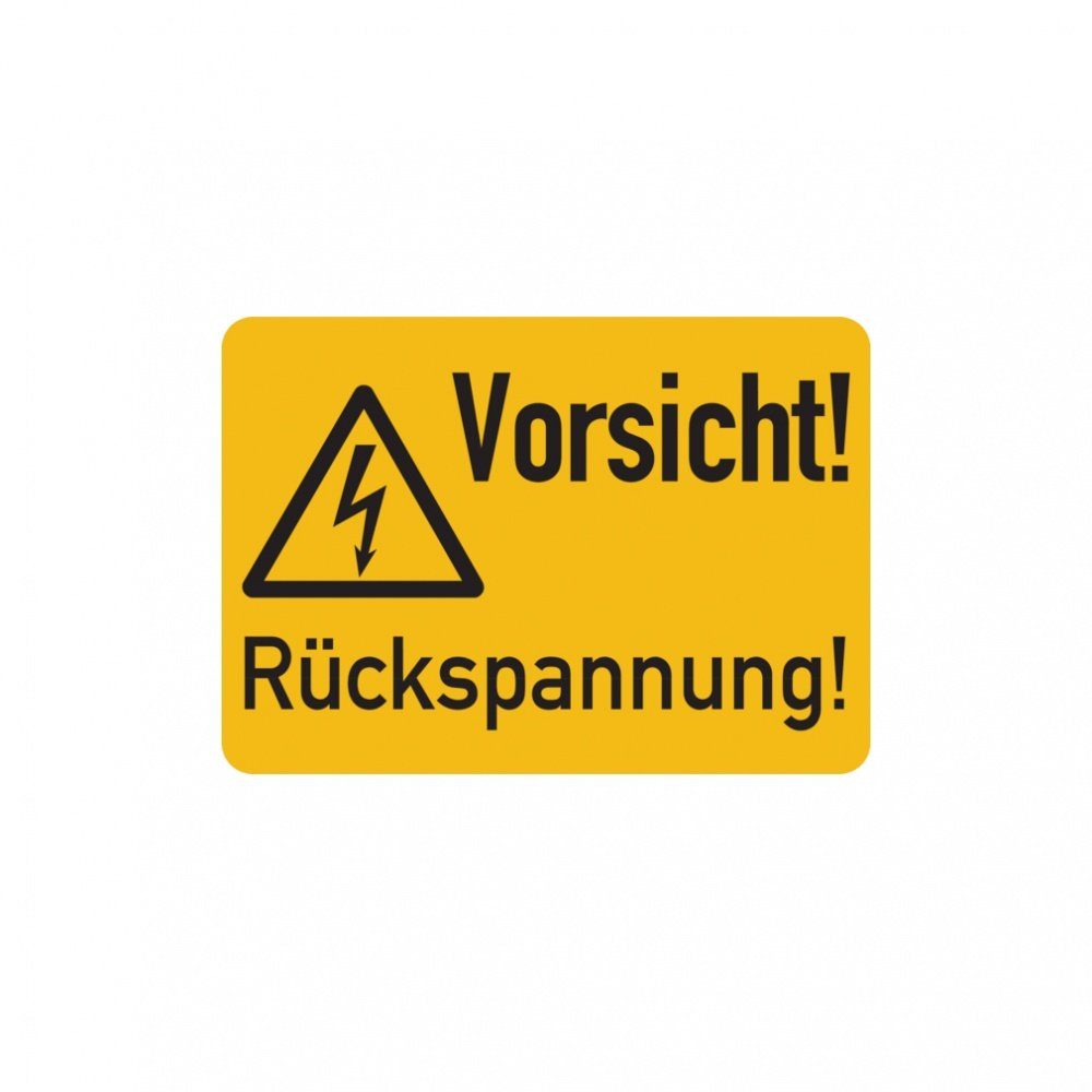 ᐅ König Werbeanlagen Hinweisschild Warnschild, Vorsicht! Rückspannung!, Folie - ISO 7010, Folie ...