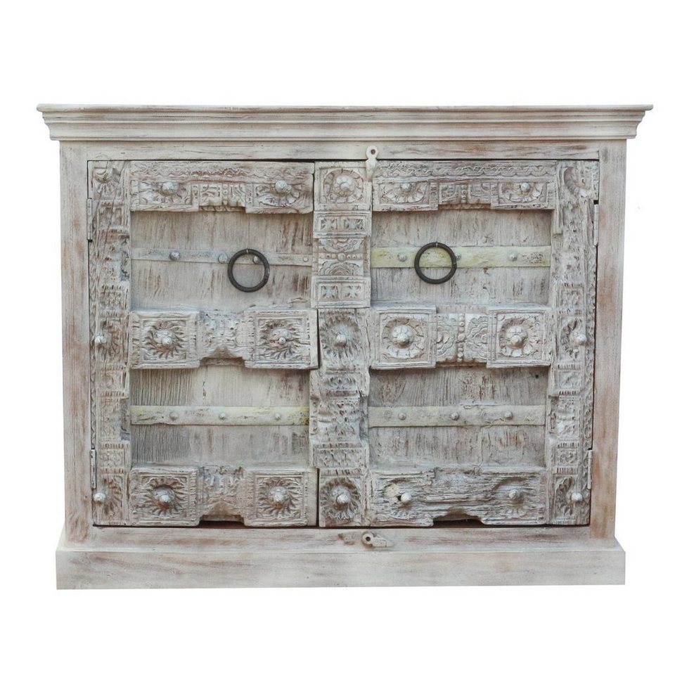 Oriental Galerie Unterschrank Weiß Whitewash Sideboard Harleen Model 2