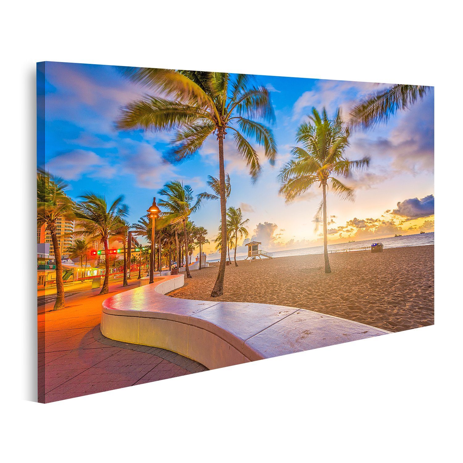 islandburner Leinwandbild »Bild auf Leinwand Fort Lauderdale Strand Florida Usa Bei Dämmerung ...