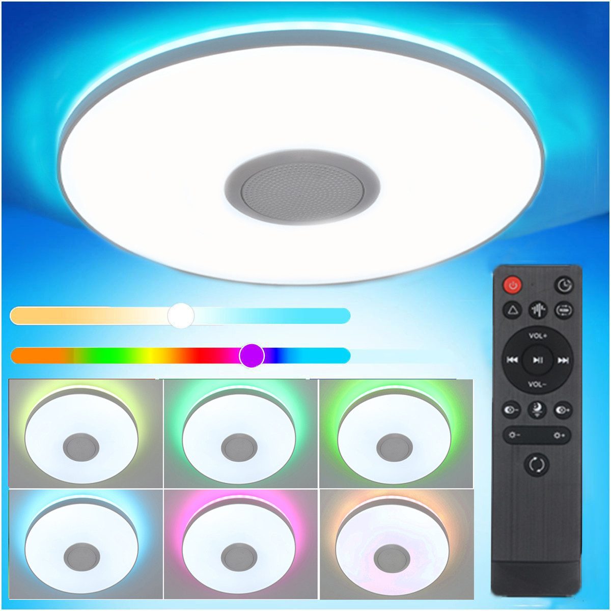 oyajia LED Deckenleuchte 36W Ultra Dünn LED Deckenlampe mit RGB Farbwechsel Hintergrund Licht ...