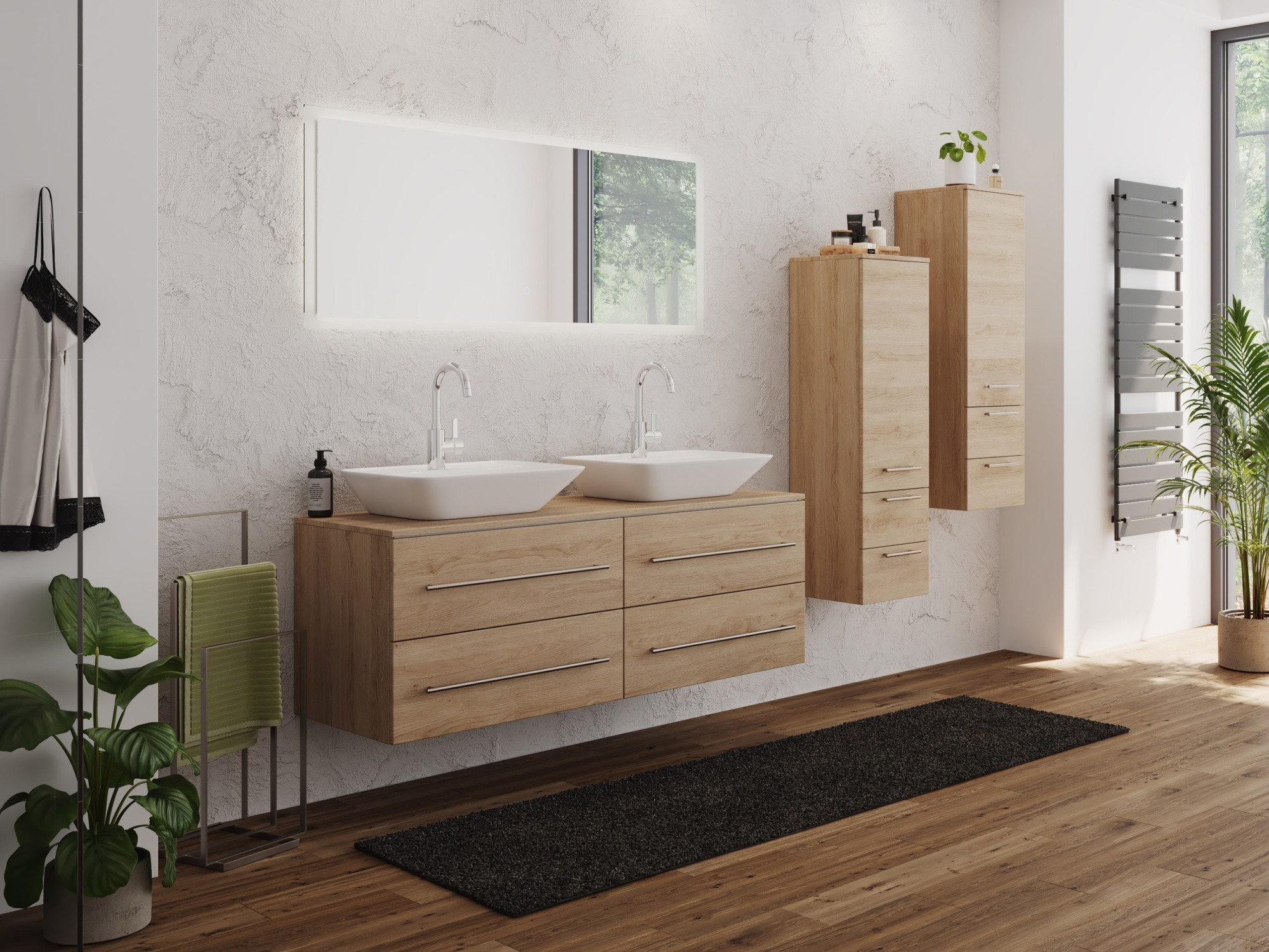 Magnolia Home Badmöbel-Set Badmöbel-Set CHARLIE A 143 Aufsatzbecken 2 ...
