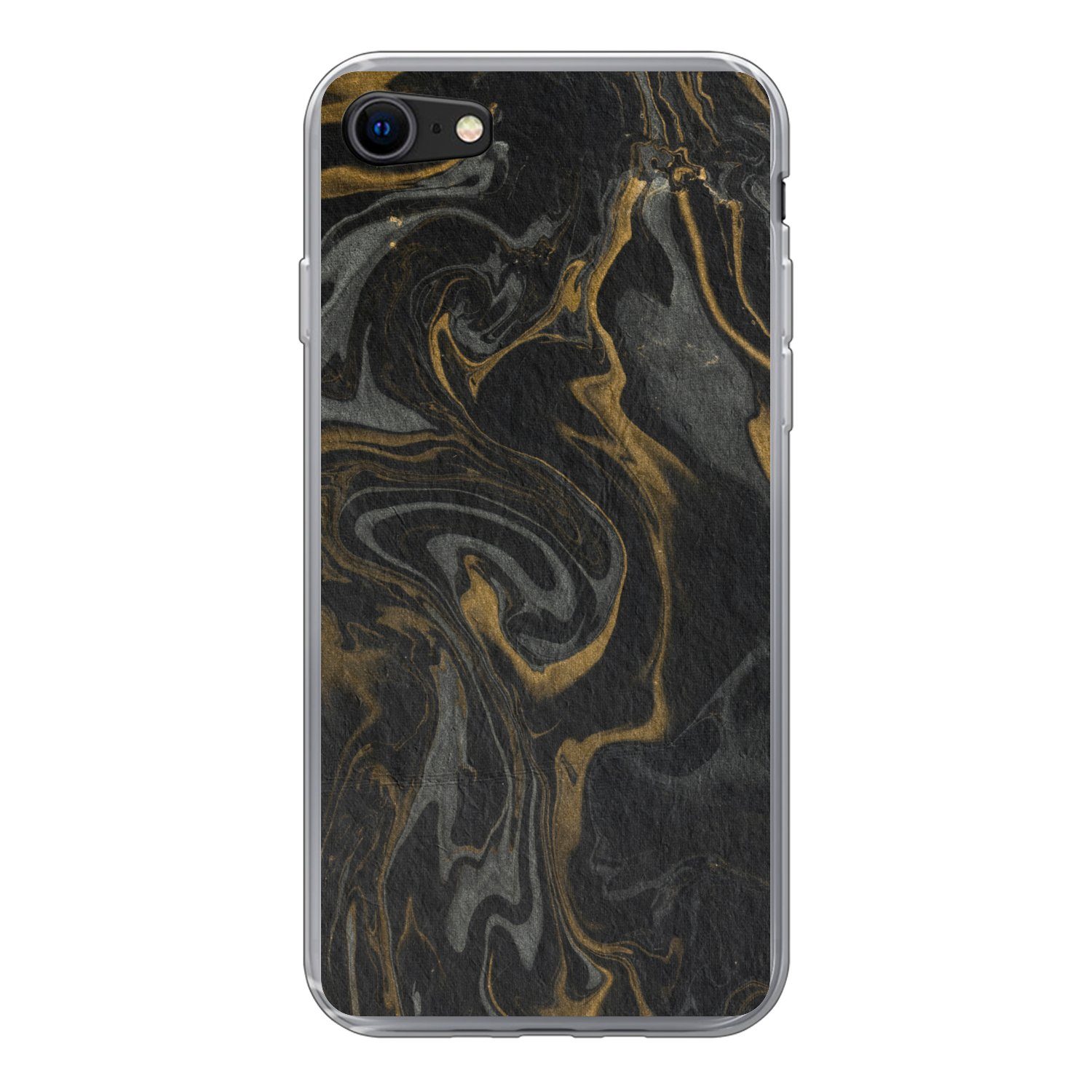 Muchowow Handyhülle Marmor Textur Grau Gold Marmoroptik Luxus