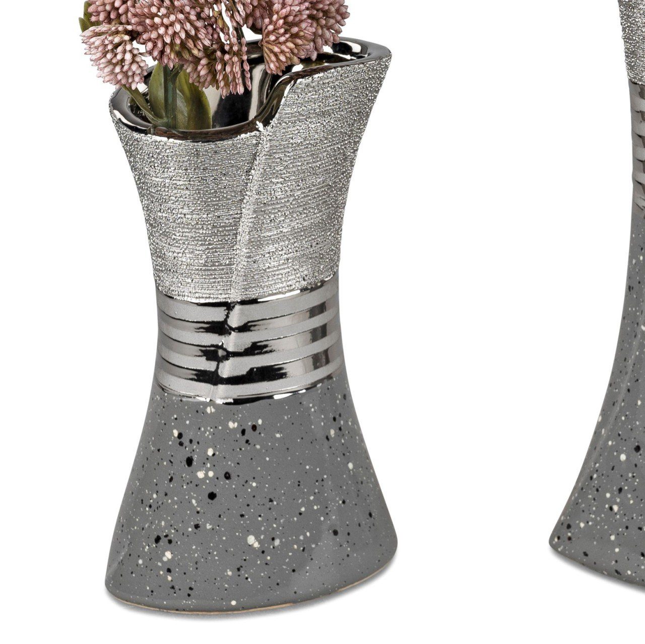 Formano Dekovase Oslo Marmor Silber B11cm H20cm Keramik