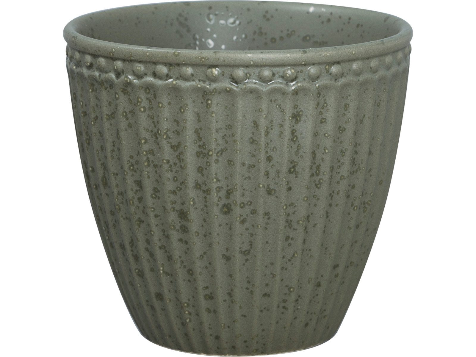 Greengate Becher Alice Latte Cup olive green 0,35l, Steingut, Trinkbecher