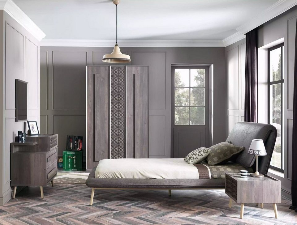 Jvmoebel Jugendzimmer Set Grau Kinderzimmer Jugendbett Kindermöbel Bett