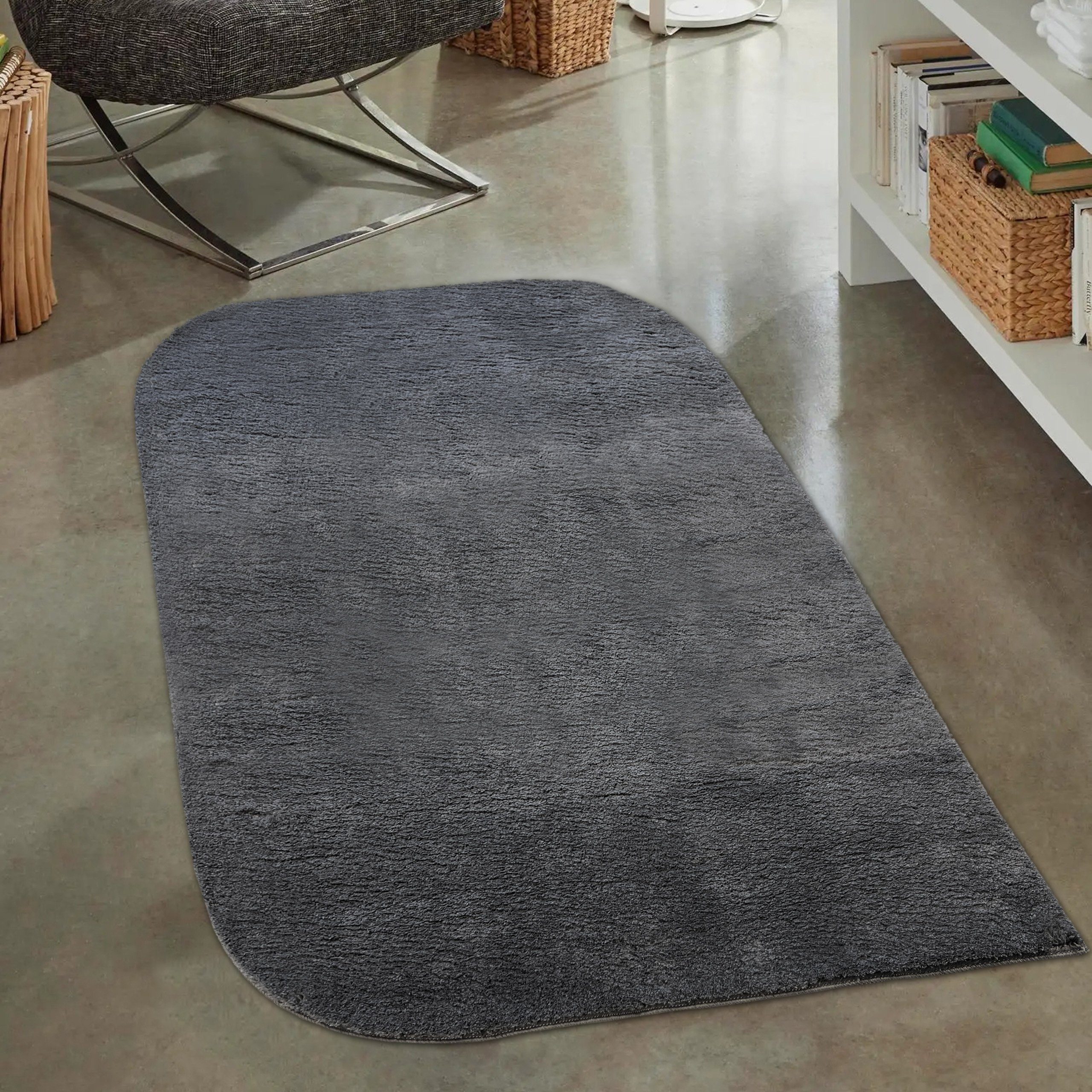 Carpetia Teppich Wertvoller Shaggy Teppich Hochflor mit Glitzer Grau ...