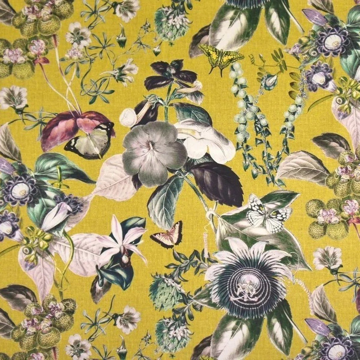 Stofferia Stoff Dekostoff Halbpanama Gypsy Garden Grau, Breite 280 cm ...