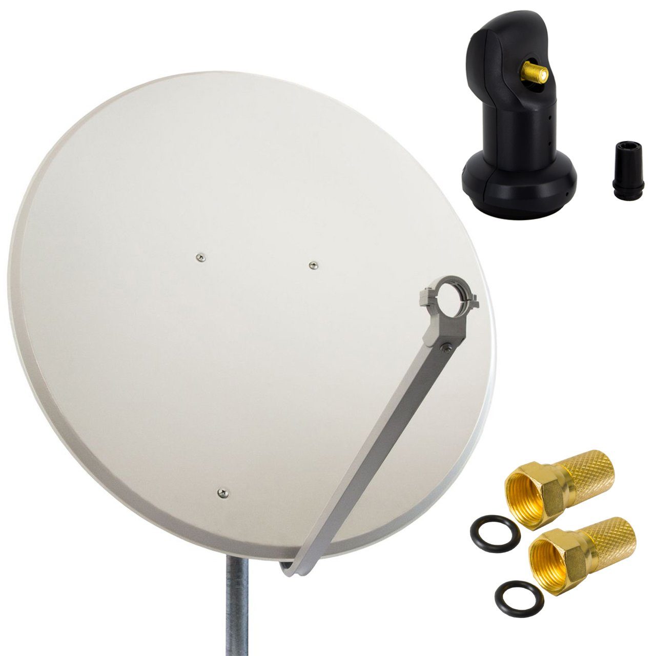 PremiumX SAT Anlage 100cm Antenne Stahl Hellgrau Single LNB 2x F ...