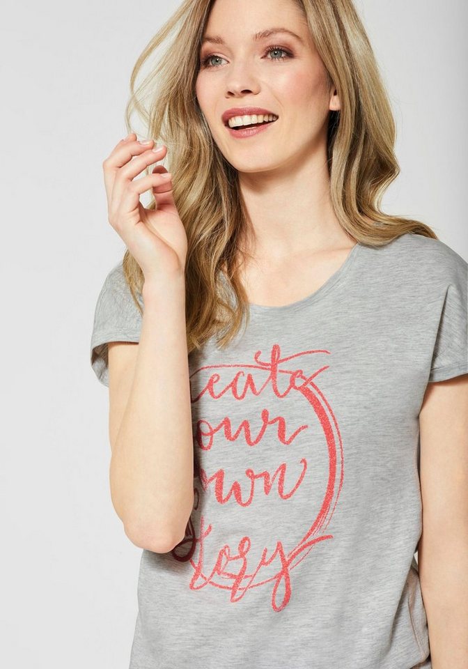 Cecil T Shirt Mit Statement Druck Und überschnittenen Schultern Online