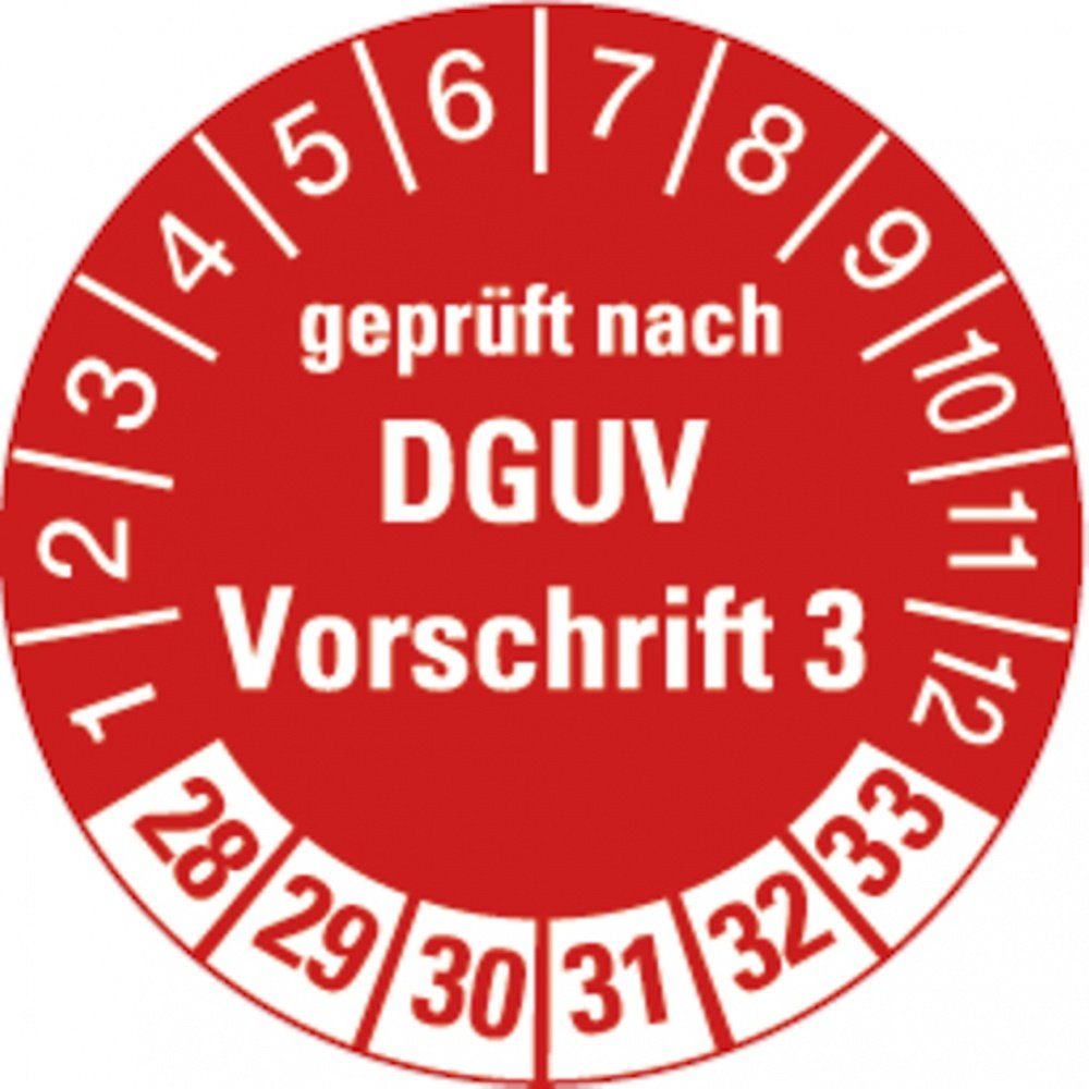 Dreifke Hinweisschild Dreifke® Prüfplakette, geprüft nach DGUV Vorschrift 3, - 30 mm Dokumen