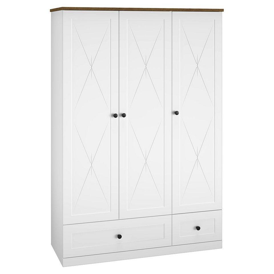 Lomadox Drehtürenschrank Leeston 131 Kleiderschrank 3 Türig In Weiß