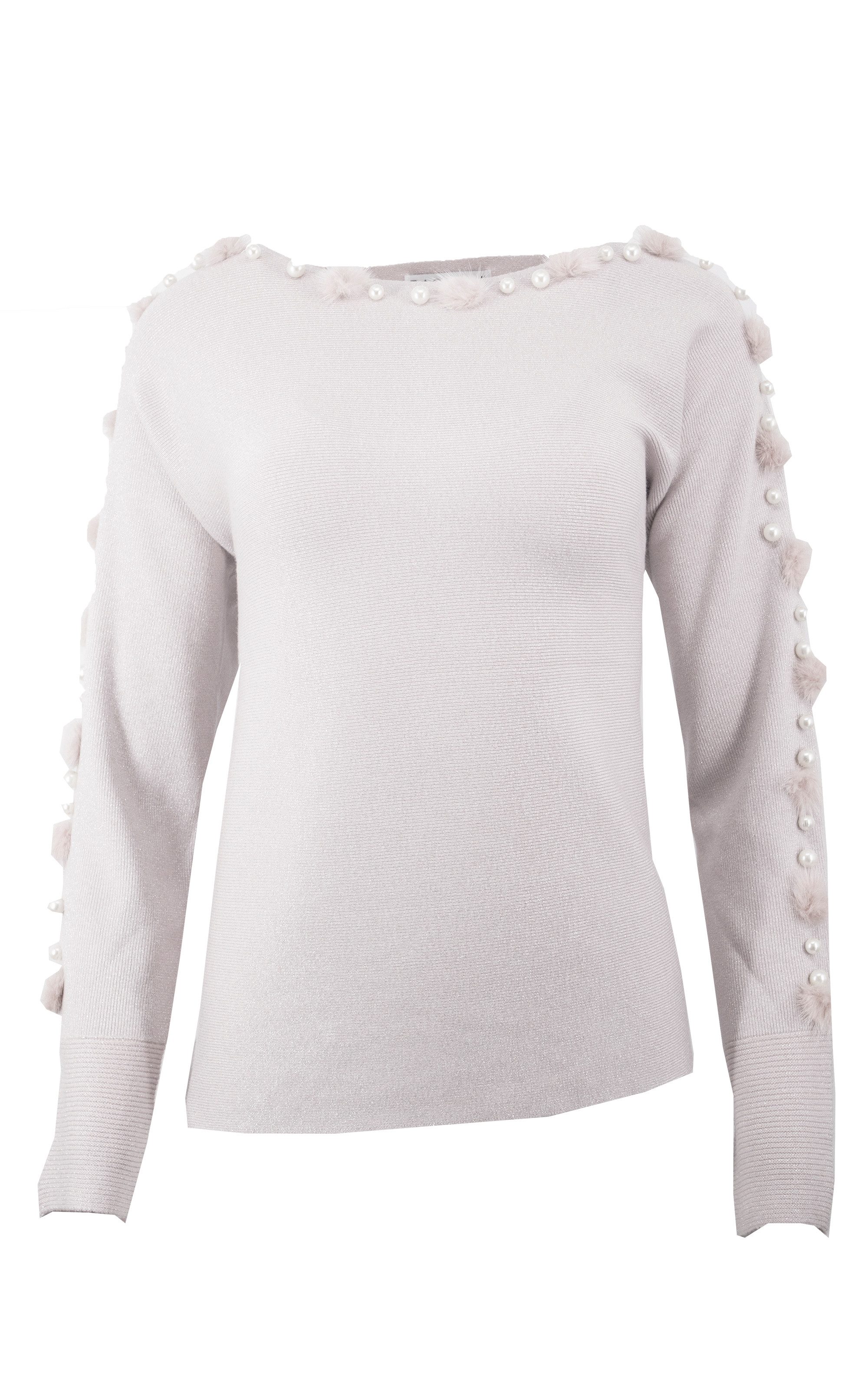 Passioni Strickpullover Mit U Boot Ausschnitt Bommel Und