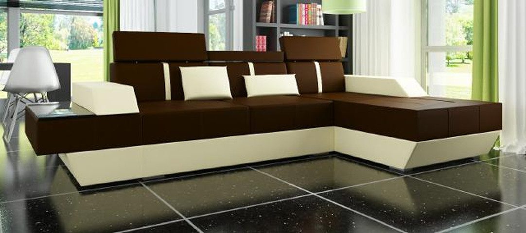 JVmoebel Ecksofa Ledersofa Wohnlandschaft Couch Sofa Ecksofa mit USB ...