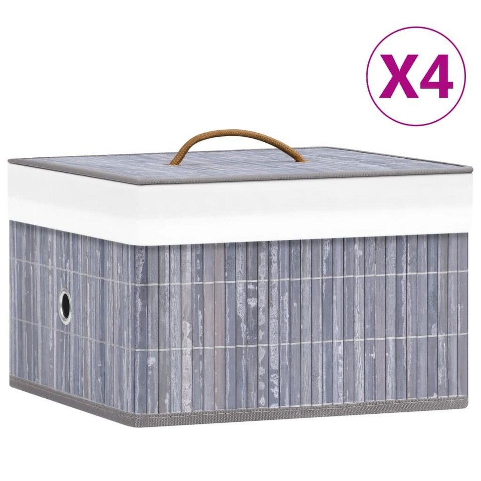 Möbelando Faltbox 3003228 4er Set Aus Bambus Gewebe In Grau