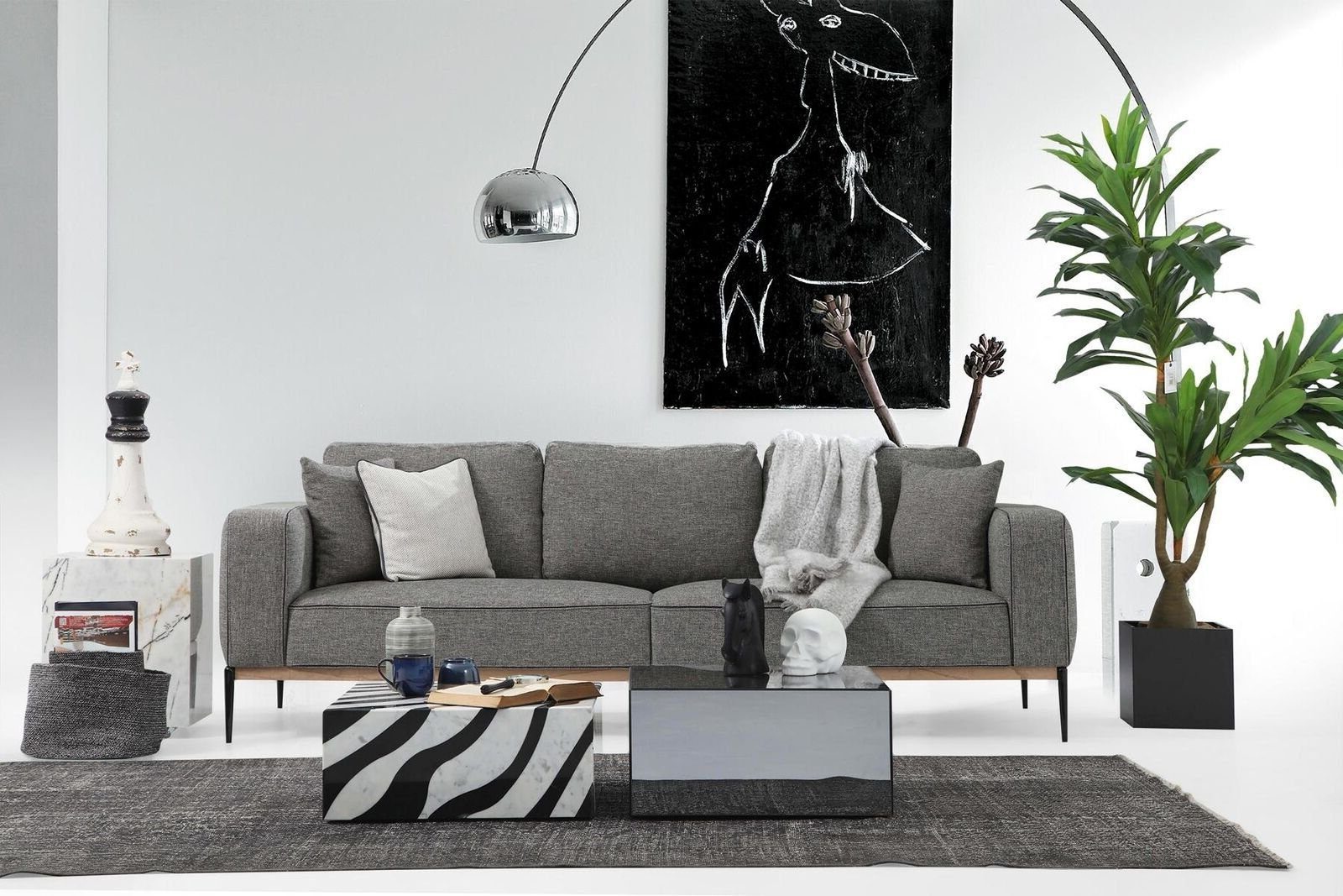 Xlmoebel Wohnzimmer Set Grau Gruppensofa 431 Modernes Stoff Sitzmöbel