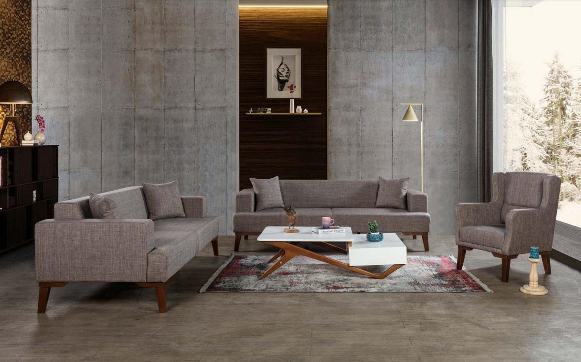 Jvmoebel Sofa Graue Sofagarnitur Set Couch Sofa Polster 331 Sitzer