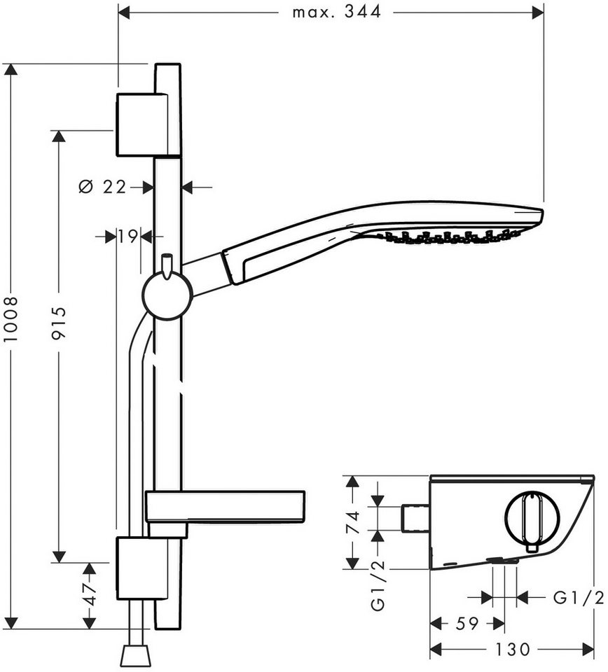 Hansgrohe Duschsystem Raindance Select S Höhe 100 8 Cm 3 Strahlart En