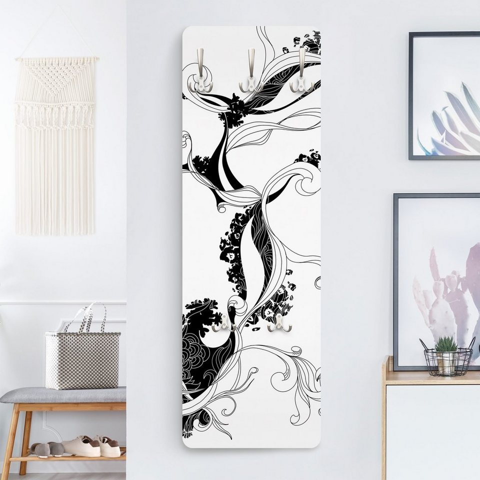 Bilderdepot24 Garderobenpaneel Design Illustration Kunst Schwarz Weiß