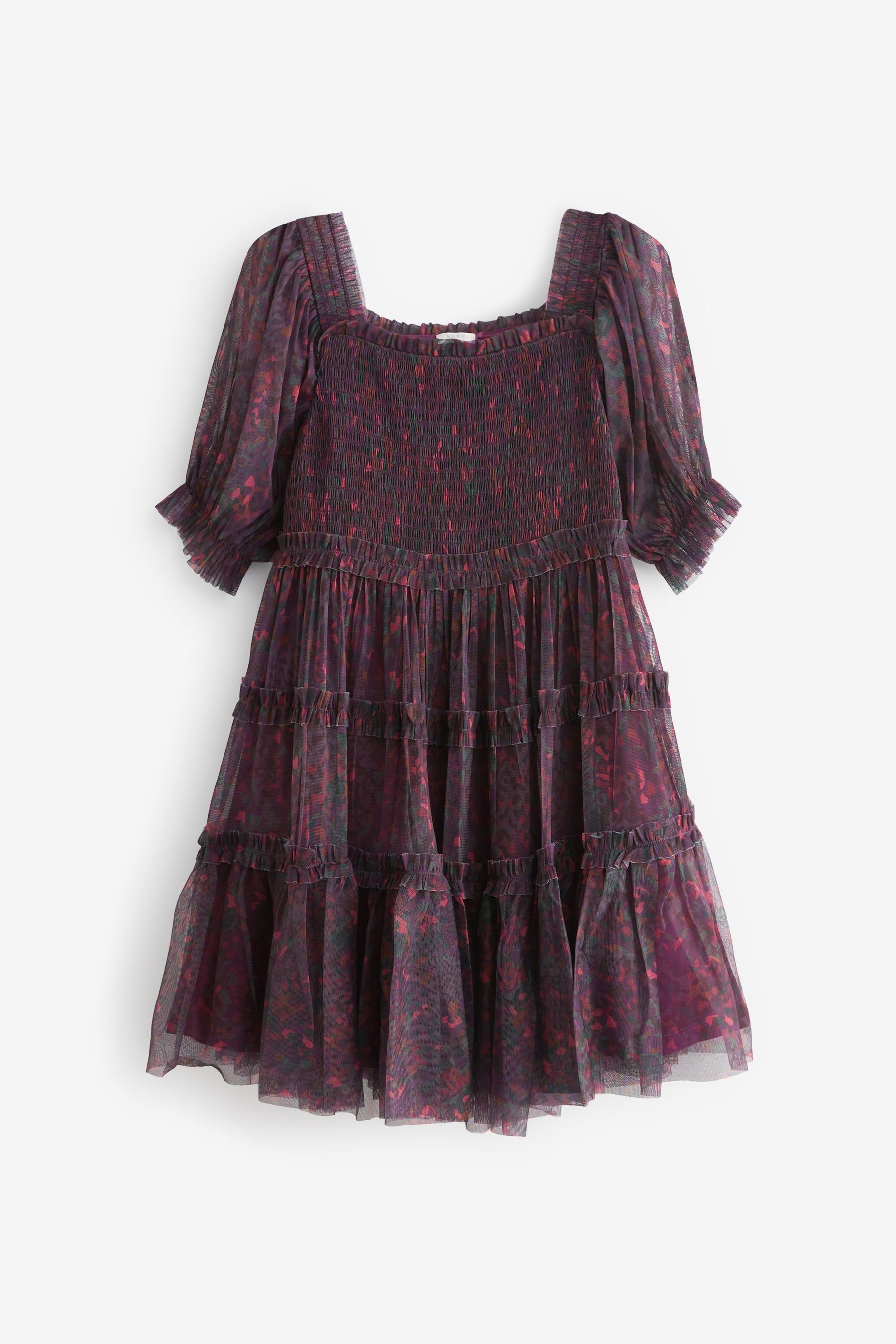 Next Tüllkleid Gestuftes Kleid Mit Blümchenmuster Und Netzstoff 1 Tlg