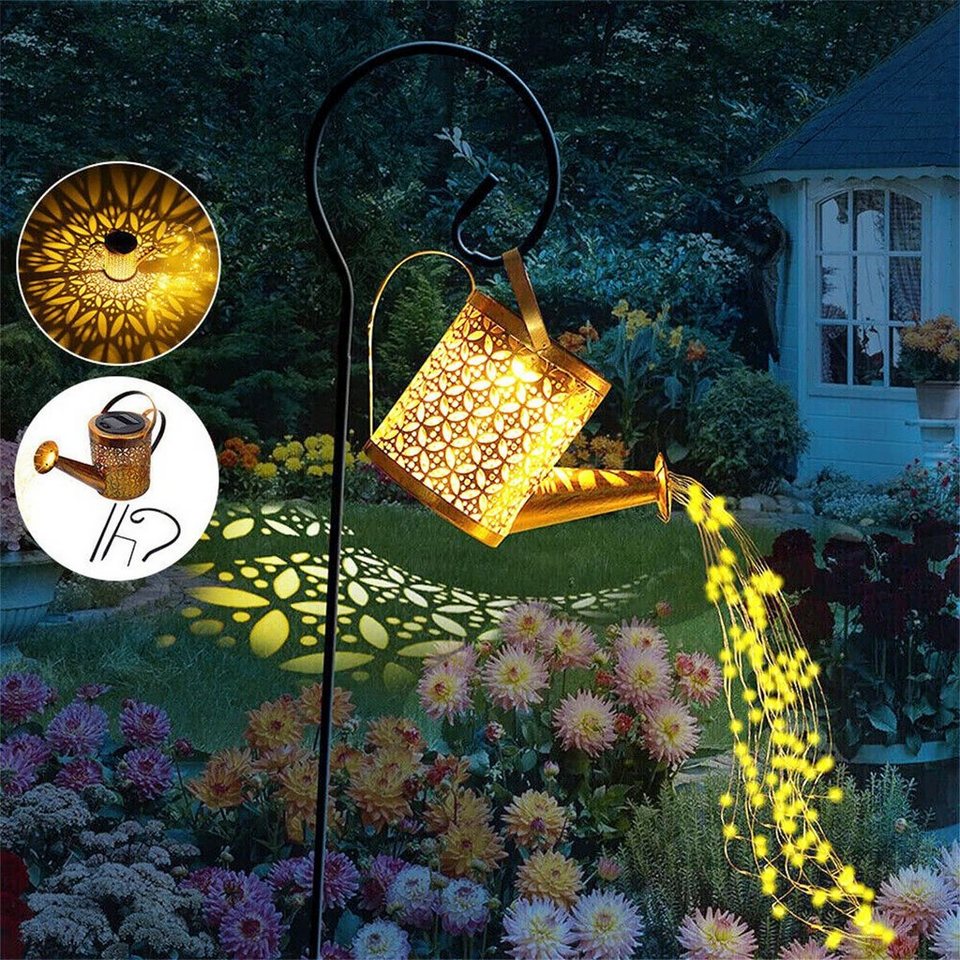 Oyajia Led Solarleuchte Star Shower Gartendeko Gießkanne Lichter