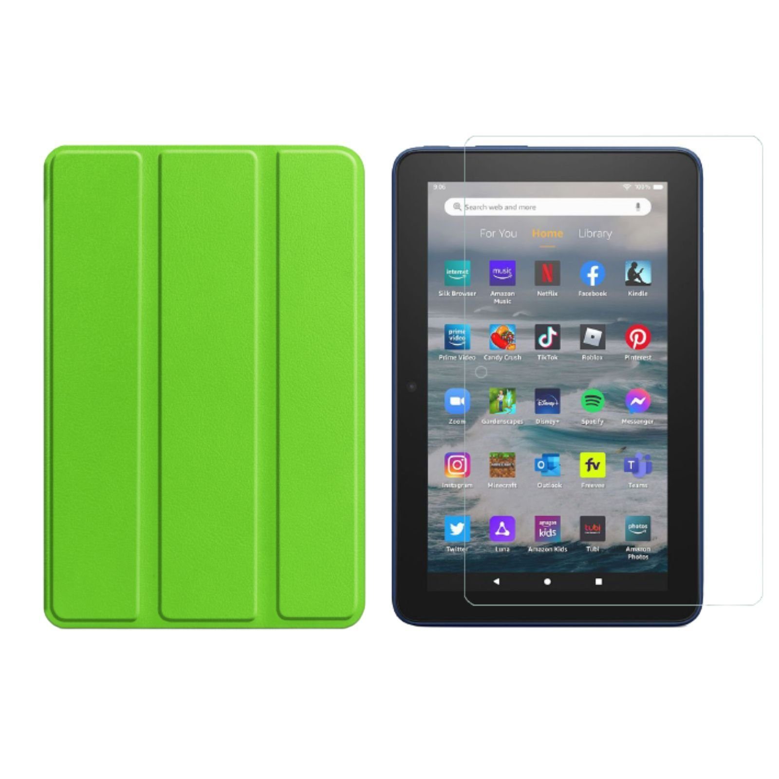 Lobwerk Tablet Hülle 2in1 Set Hülle Glas Für Amazon Kindle Fire 7