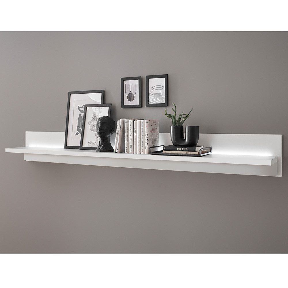 Lomadox Wandregal LOVENO-61, Wandregal Regal Weiß Matt mit LED ...