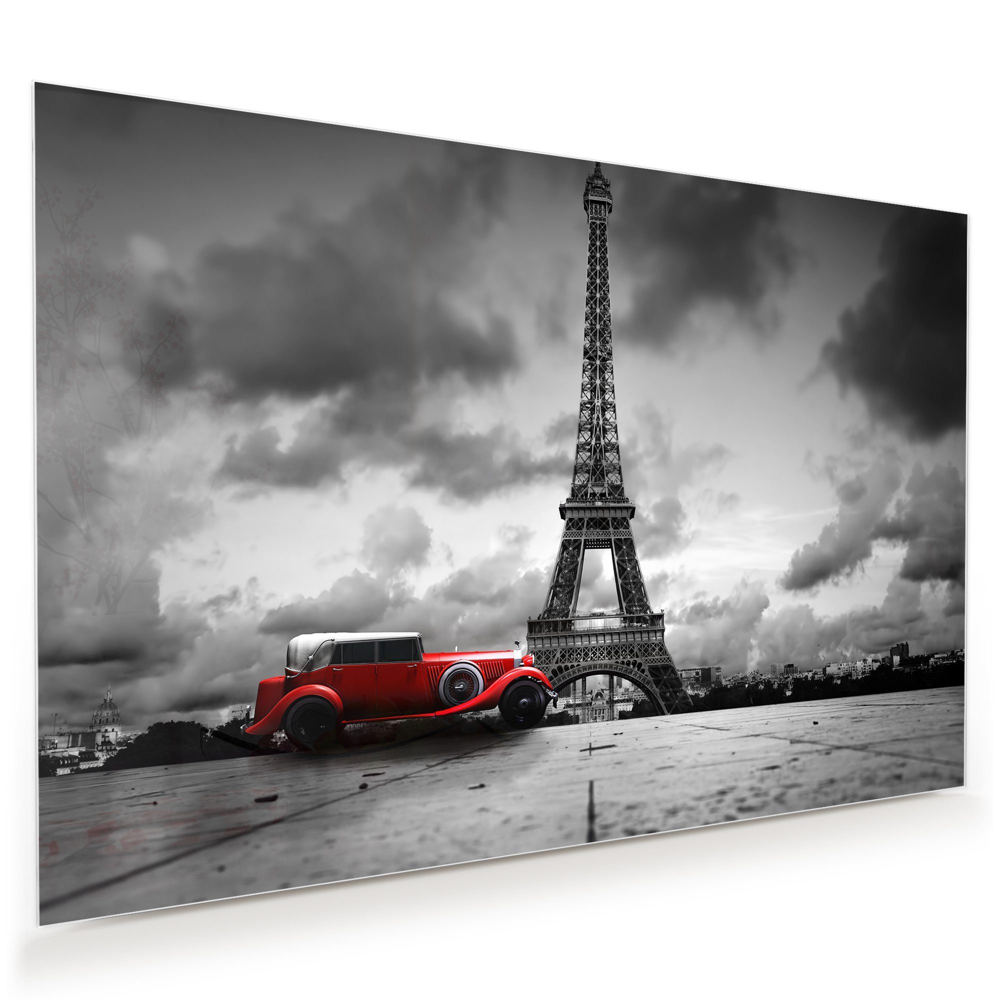 Primedeco Glasbild Wandbild Eiffelturm Vintage Sw Mit Aufhängung