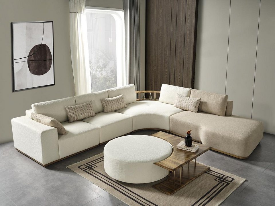 Jvmoebel Wohnzimmer Set Ecksofa L Form Couchtisch Hocker Wohnlandschaft