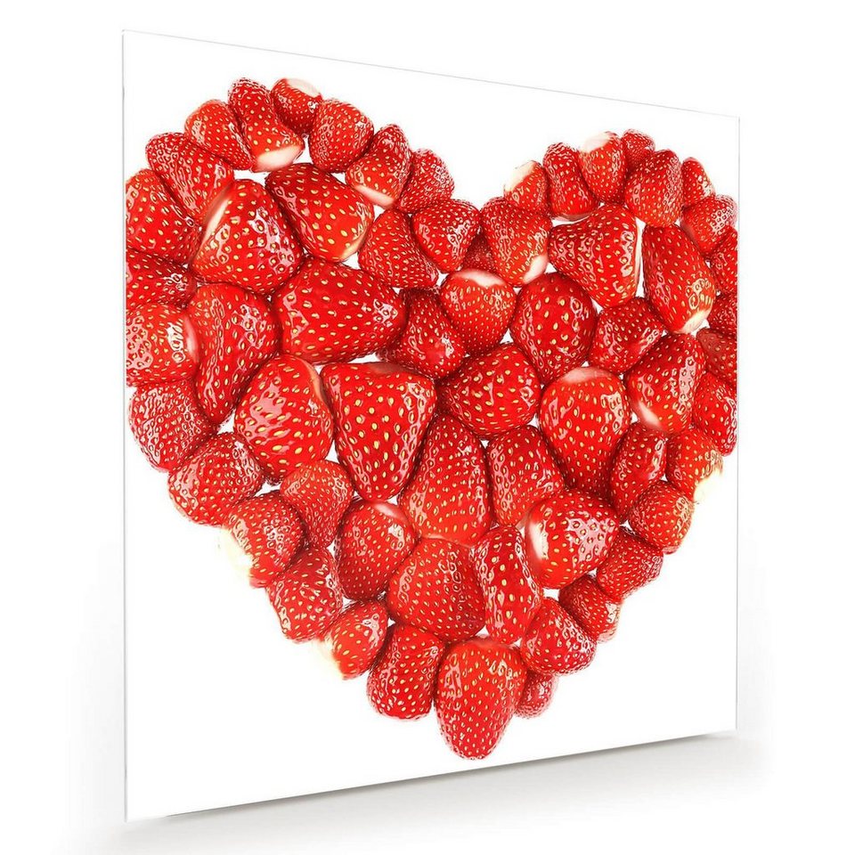 ᐅ Primedeco Glasbild Wandbild Quadratisch Herz aus Erdbeeren mit ... ᐅ Primedeco Glasbild Wandbild Quadratisch Herz aus Erdbeeren mit ...