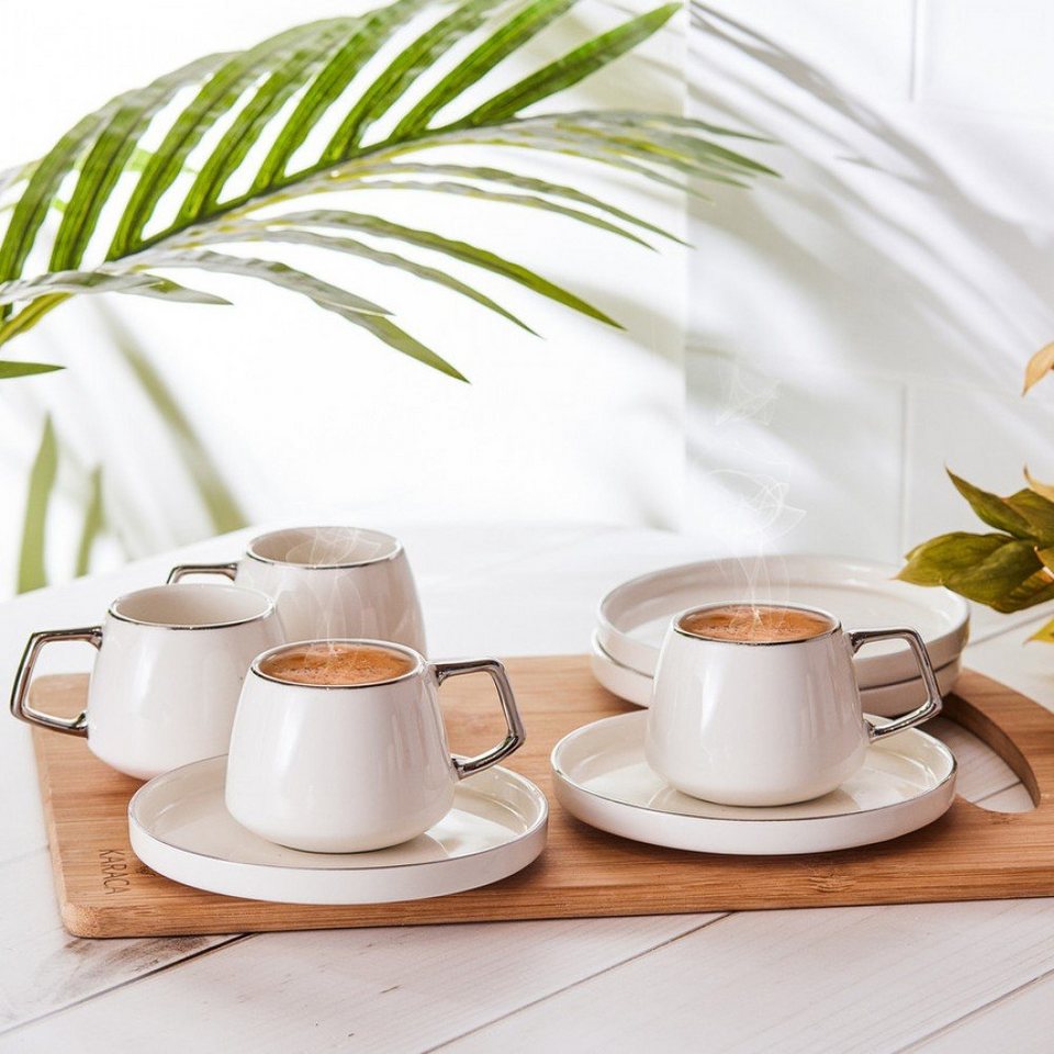 Karaca Kaffeeservice Karaca Saturn Platin Set Mit 6 Kaffeetassen 90 Ml