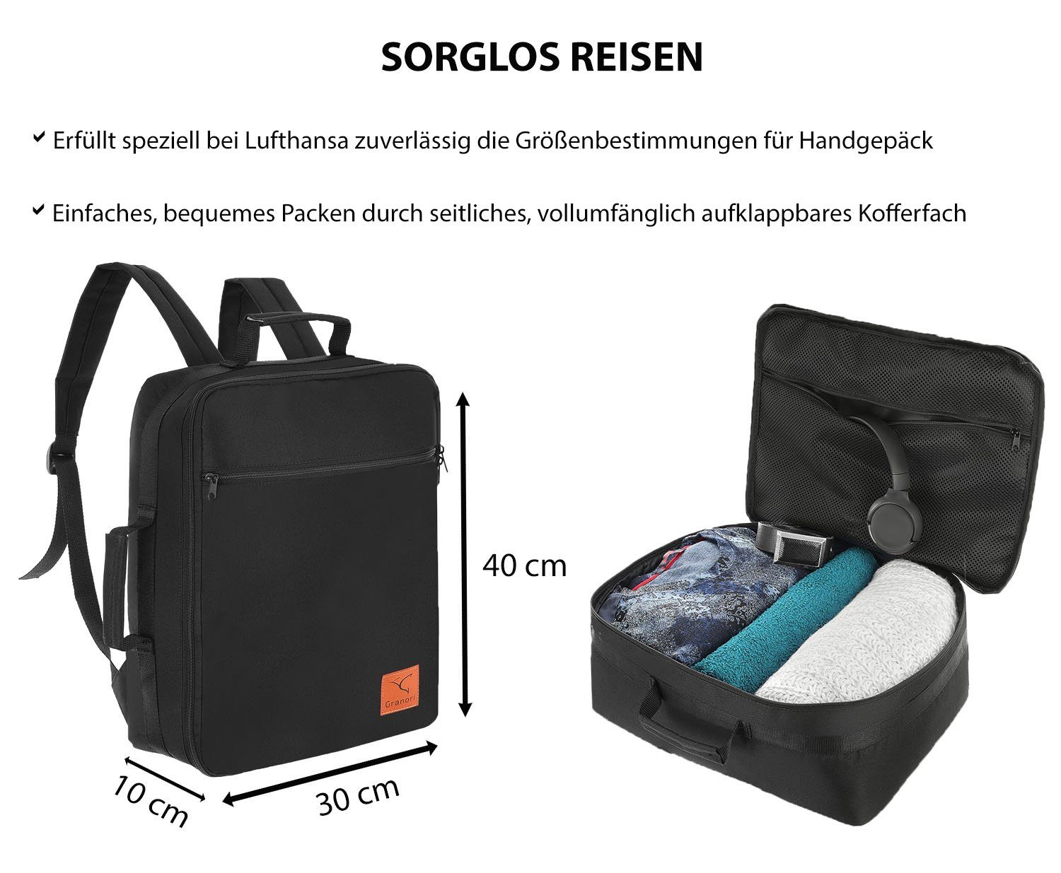 Granori Reiserucksack Dreampack 40x30x10 cm als Handgepäck bei ...