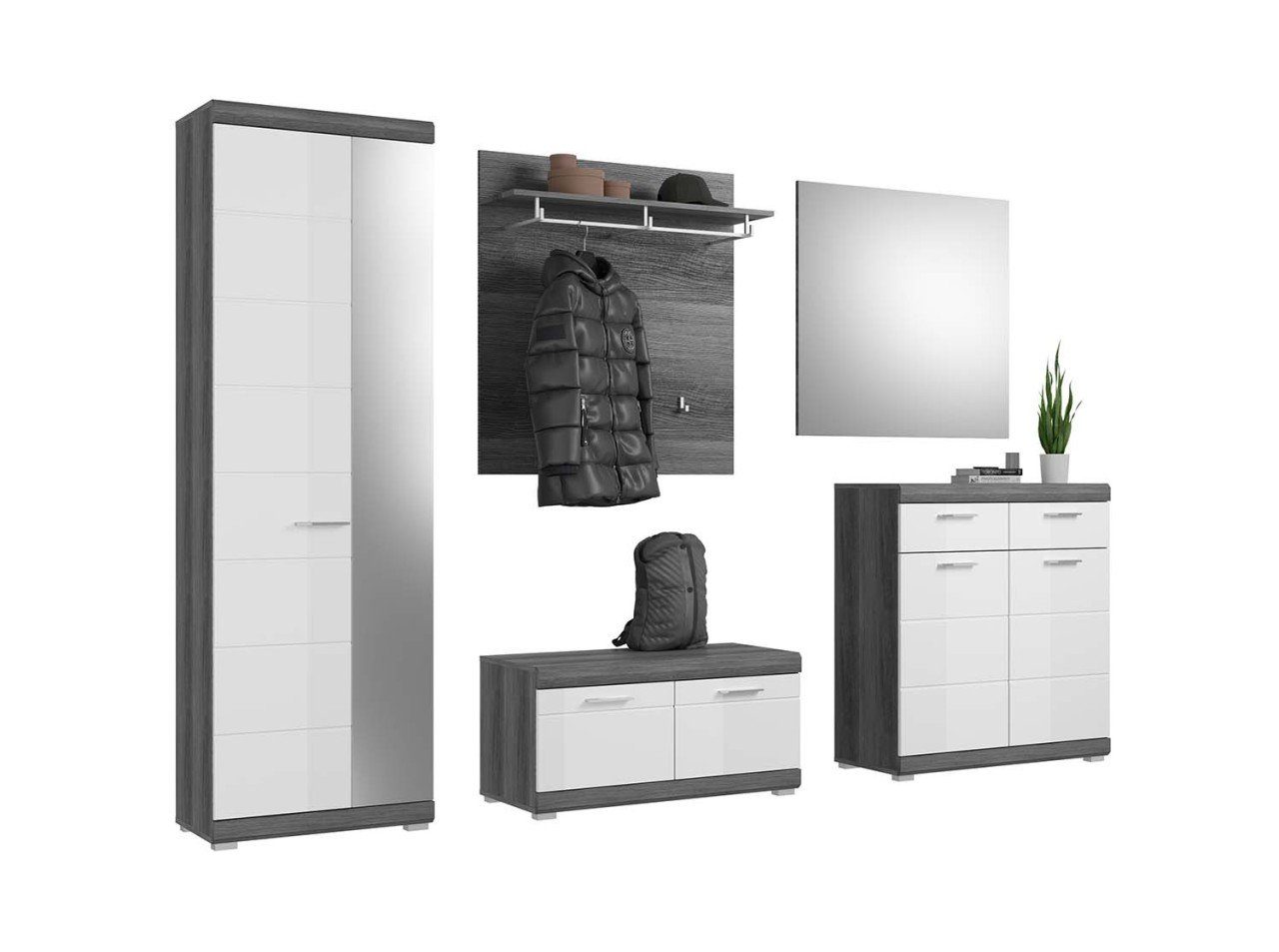Xonoxhome Garderoben Set Garderobenmöbel Set Scout 5 Teilig Weiß