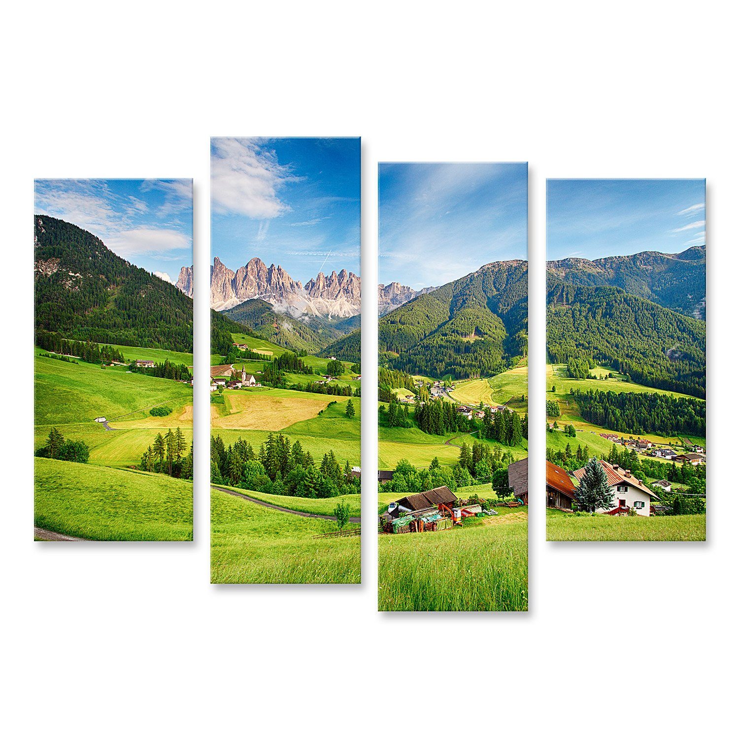 islandburner Leinwandbild Bild auf Leinwand Dolomiten Alpen Berg Val di Funes. Wandbild Poster K