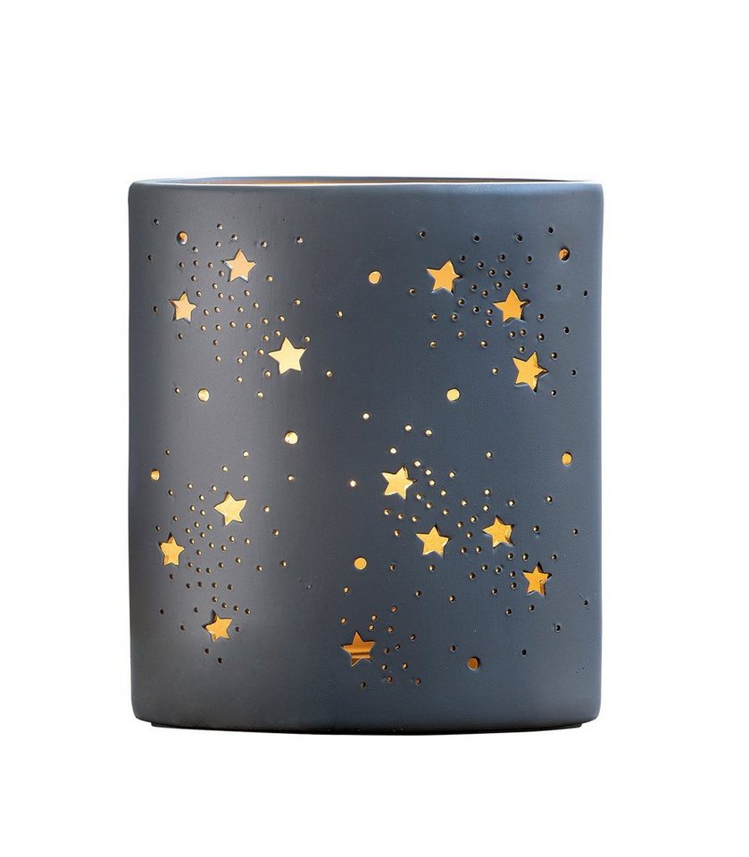 Gilde Tischleuchte Gilde Lampe Ellipse Sterne Grau H 20cm X B 17cm