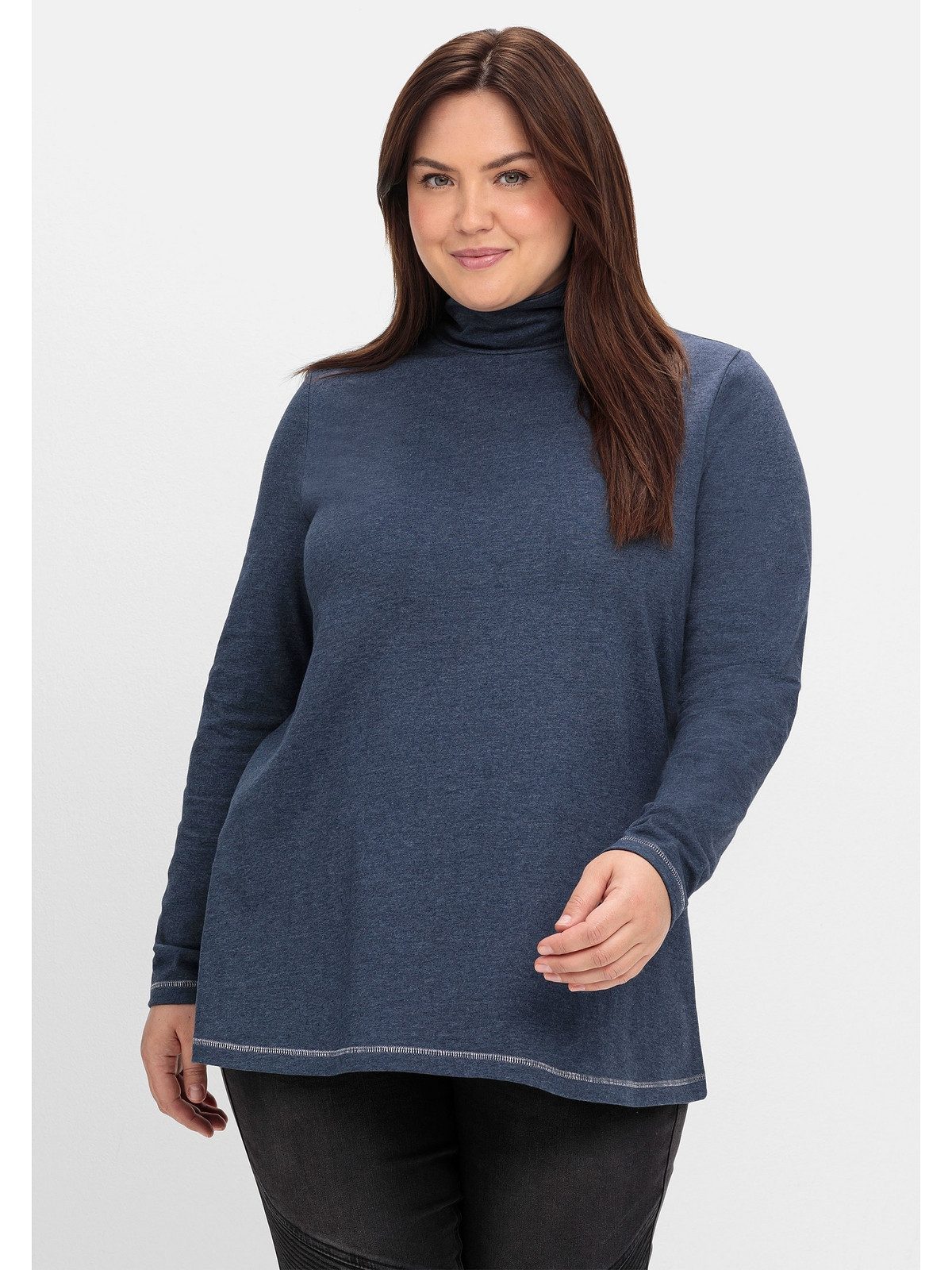 Sheego Langarmshirt Große Größen In A Linie Mit Stehkragen