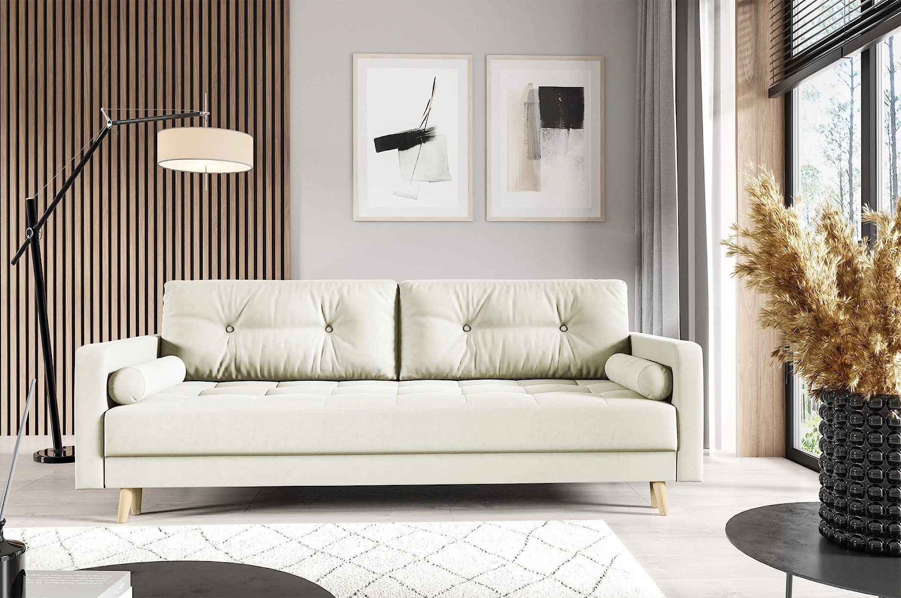 MOEBLO Schlafsofa DOMIA, Sofa im skandinavischen Stil Sofagarnitur ...