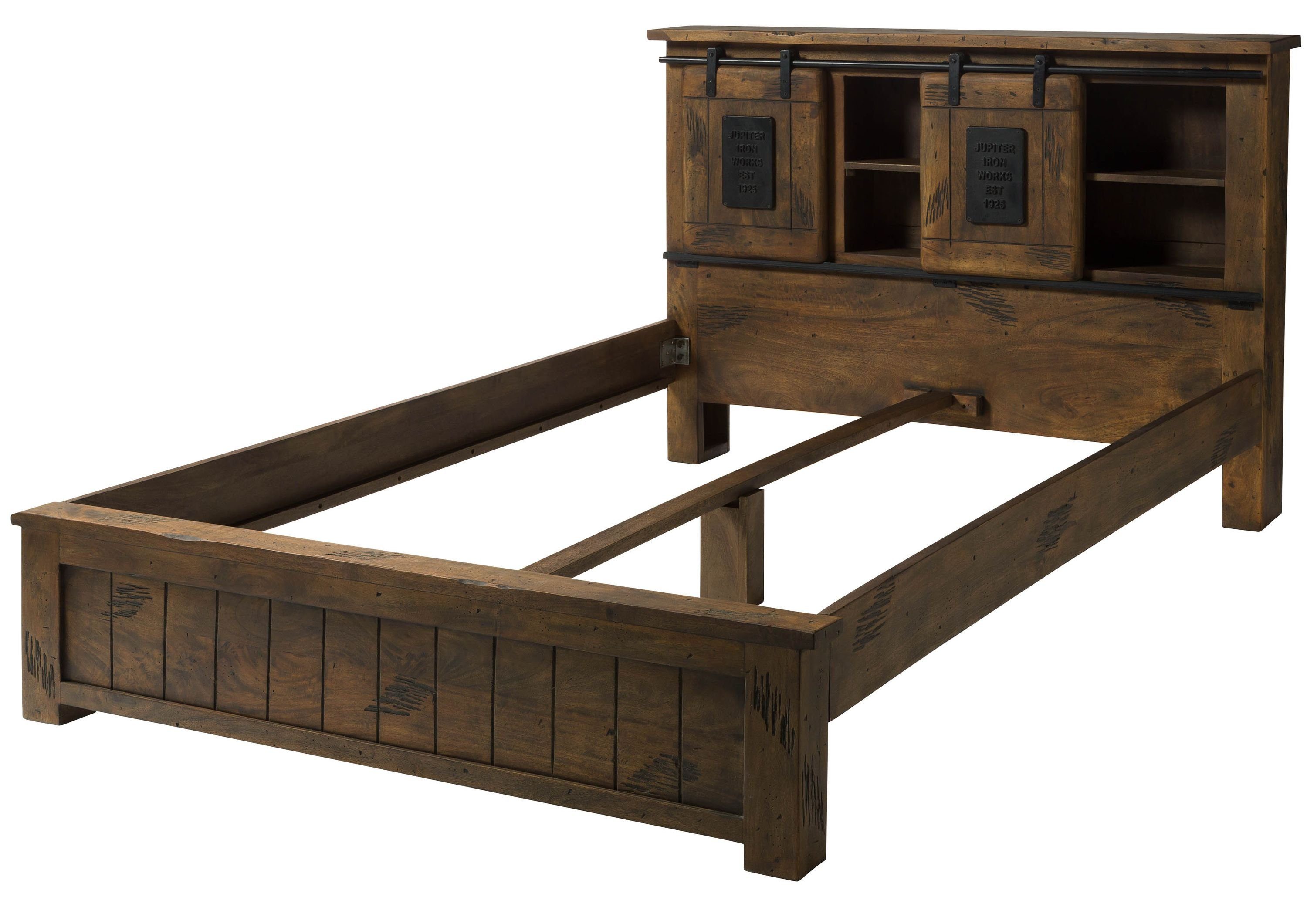 Massivmoebel24 Massivholzbett Bett Mango 140x200 Braun Lackiert
