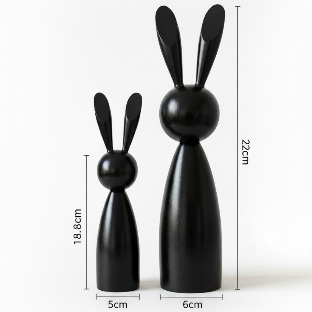 MF Osterfigur Osterhasen Set Lotis black shine schwarz glänzend aus Holz