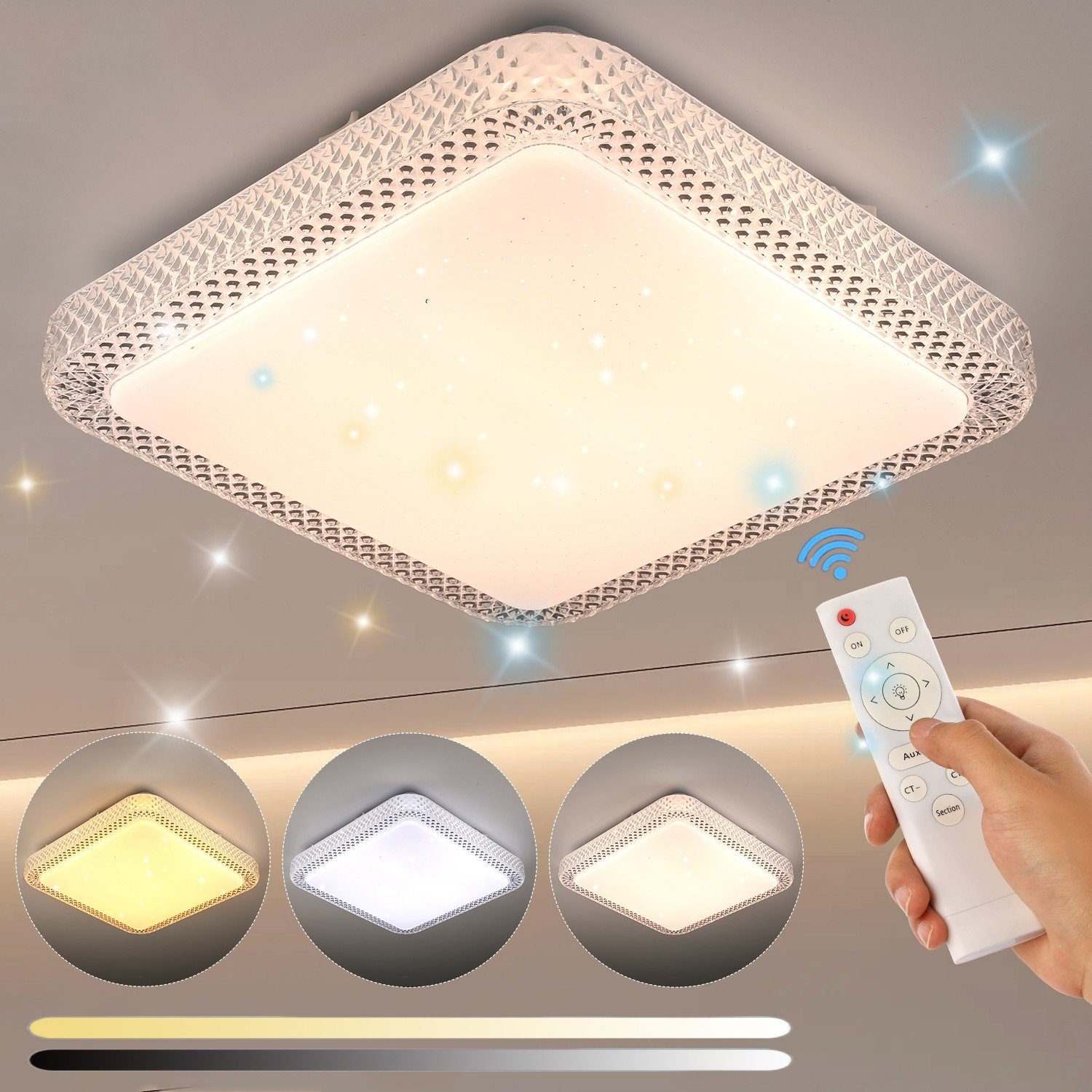 Wilgoon Deckenleuchte Led Deckenleuchte Dimmbar Kristall Deckenlampe