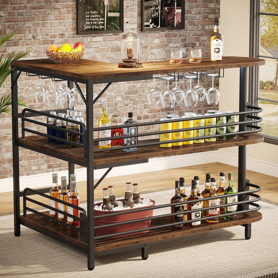 Tribesigns Bartisch L Förmige Bistrotisch 3 Tier Bartisch Mit Regal