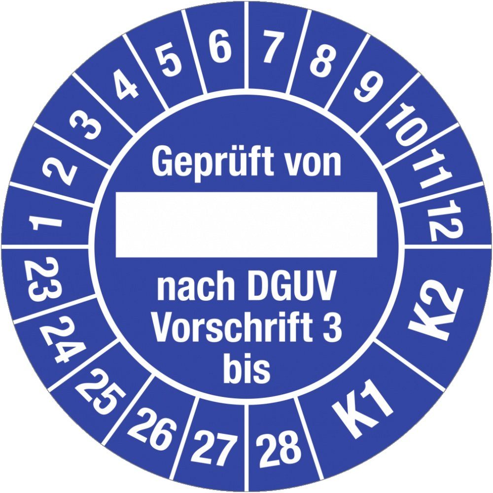 König Werbeanlagen Hinweisschild Prüfplakette Geprüft von nach DGUV Vorschrift 3 bis K1/K2 2023 ...