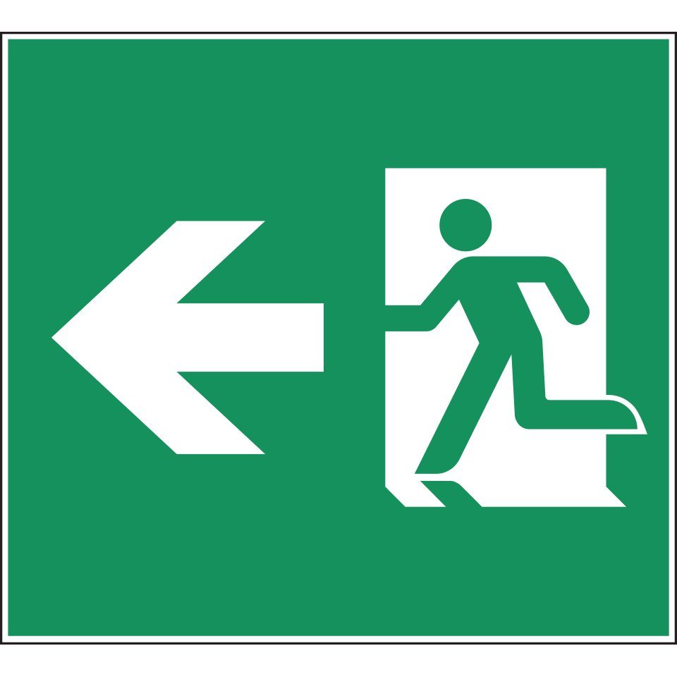 König Werbeanlagen Hinweisschild Scheibe Rettungsweg links, Typ C, für CUBE-LUX-STANDARD, ASR/ISO