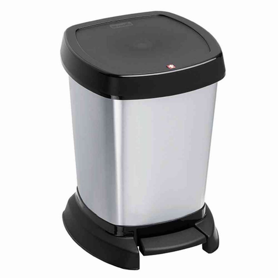Rotho Mülleimer Rotho Kosmetikeimer Paso 6 L Schwarz Silbermetallic