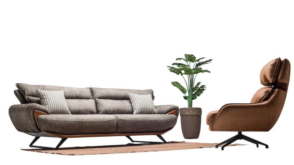 Jvmoebel Wohnzimmer Set Stoffsofa Gruppe Dreisitzer Sofa Sessel Counch