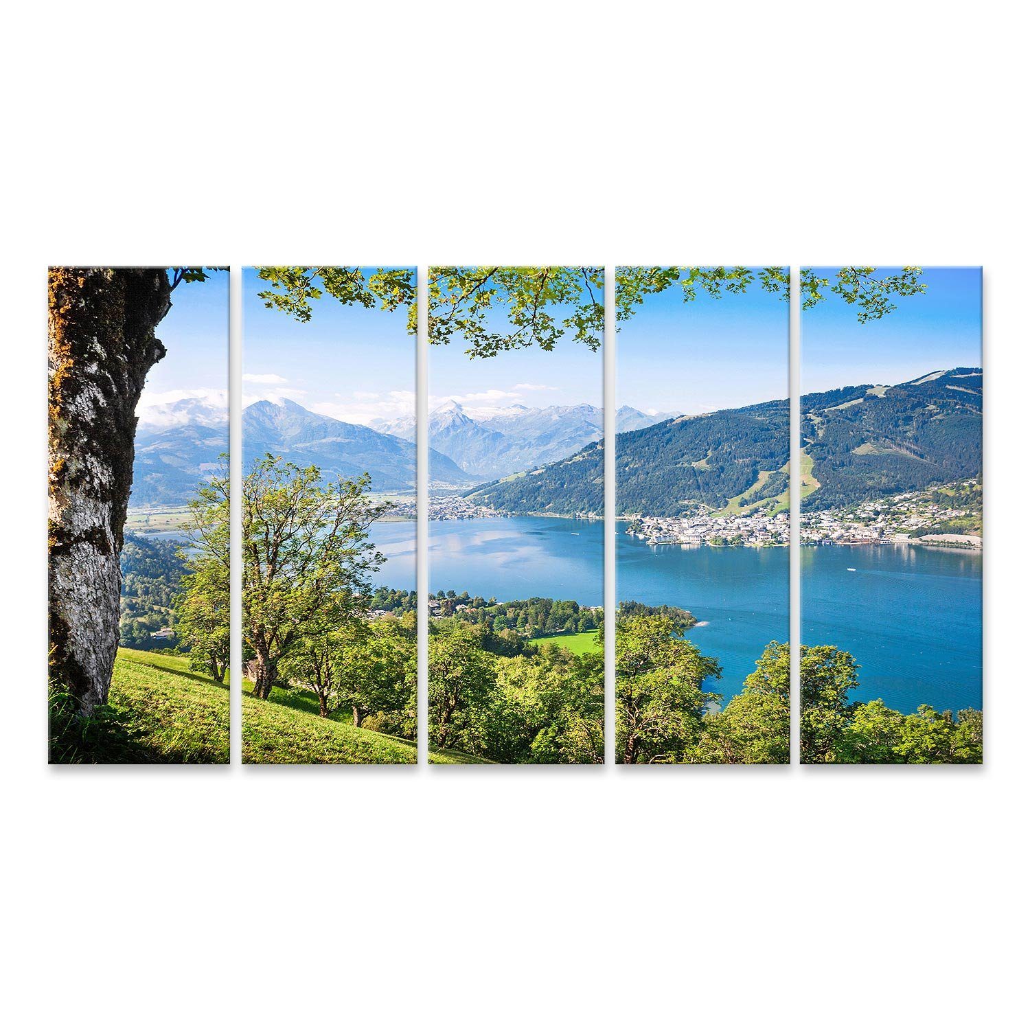 islandburner Leinwandbild Bild auf Leinwand Alpine Landschaft mit Alpen und Bergsee in Zell Am S