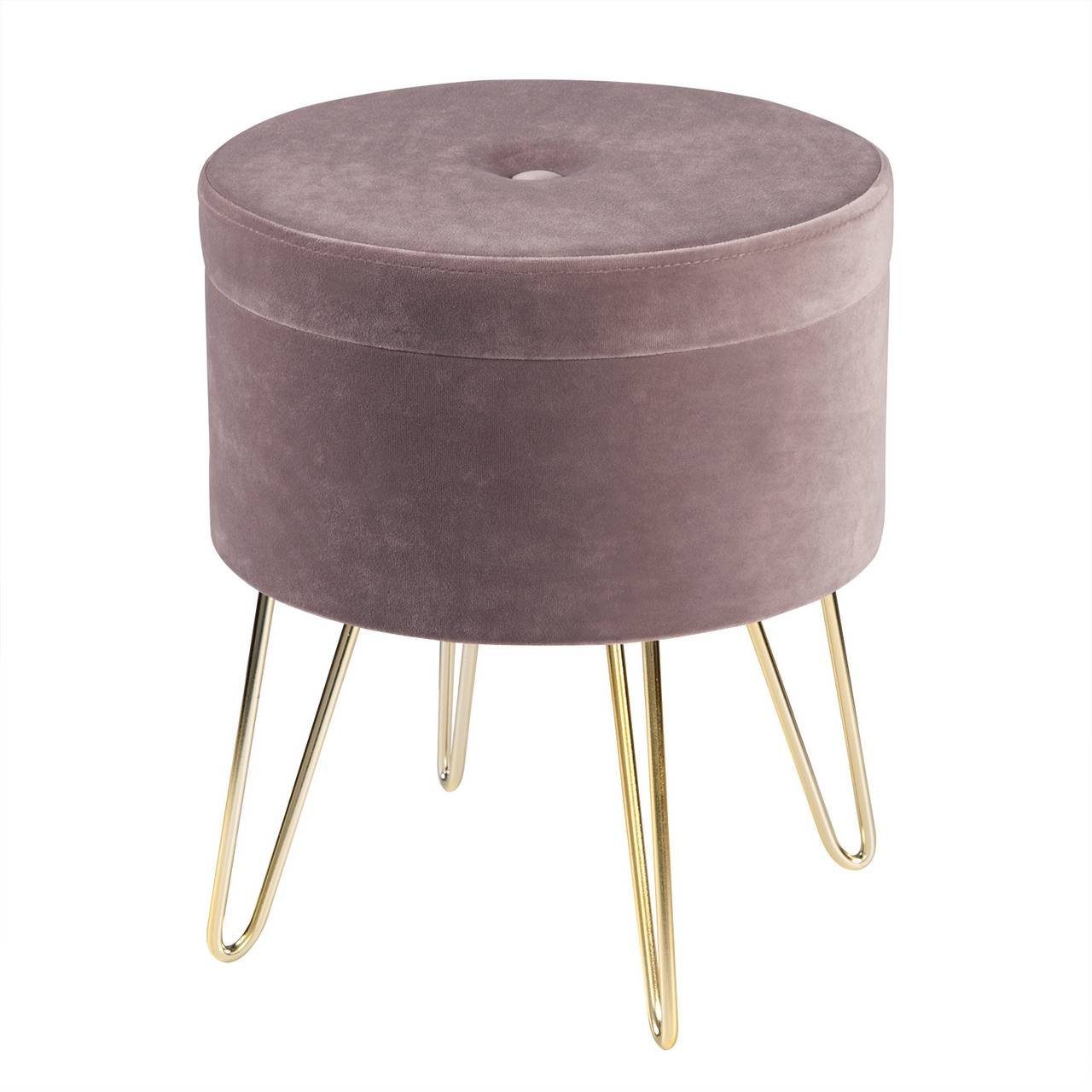 Woltu Sitzhocker, Sitzhocker Polsterhocker aus Samt, goldene Metallbeine