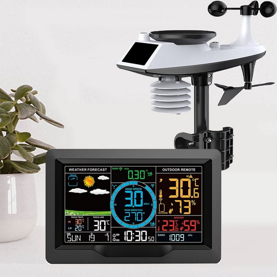 Oyajia 7 In 1 Profi Sensor Wetterstation 6 Farb Lcd Und Drahtlose
