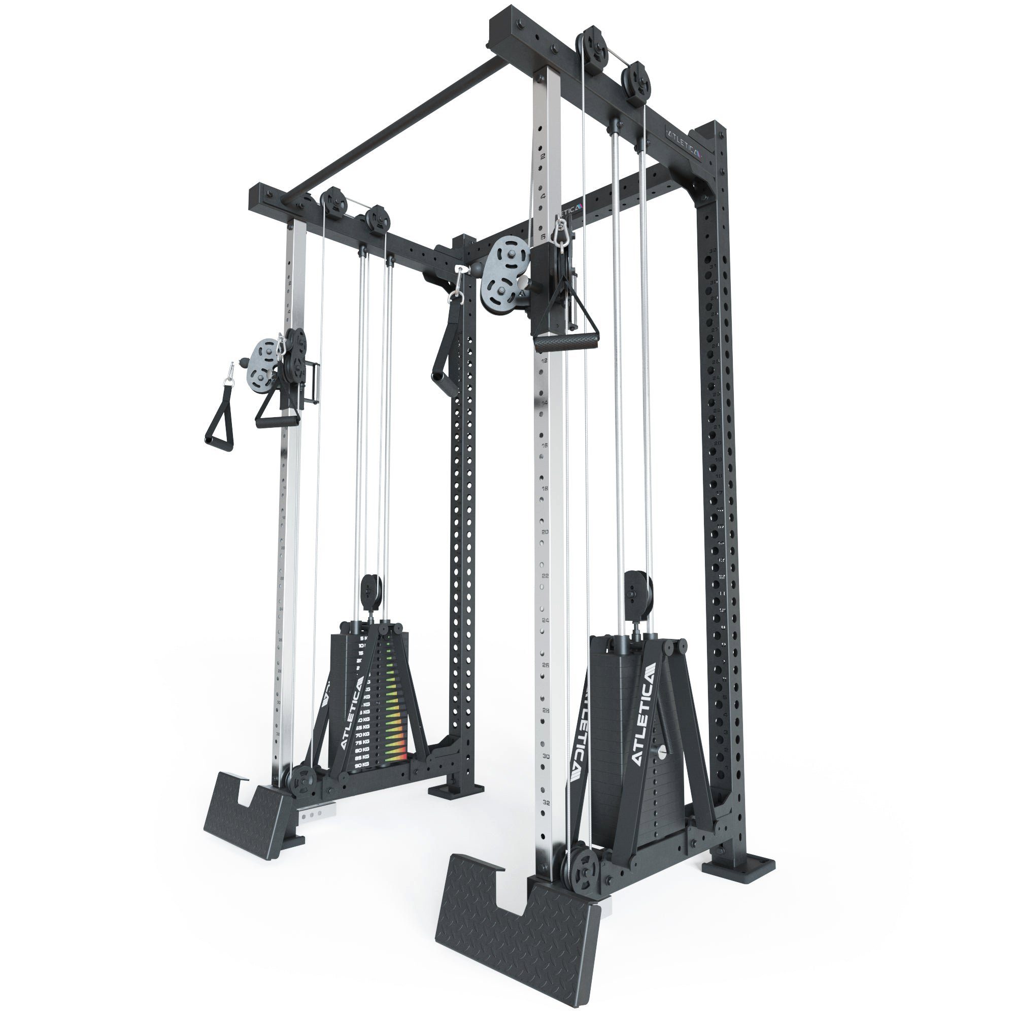 ATLETICA Power Rack, Des Weiteren lassen sich Crossover Reverse Flys ...